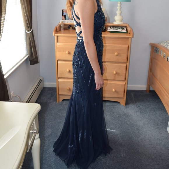 Sean Collection | Dresses | Sean Collection Navy Blue Gownprom Dress ...